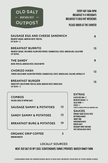 The Outpost Restaurant | Old Salt Helena, Montana – Old Salt Co-op
