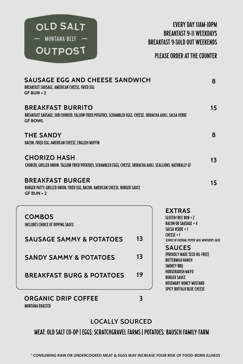 The Outpost Restaurant | Old Salt Helena, Montana – Old Salt Co-op